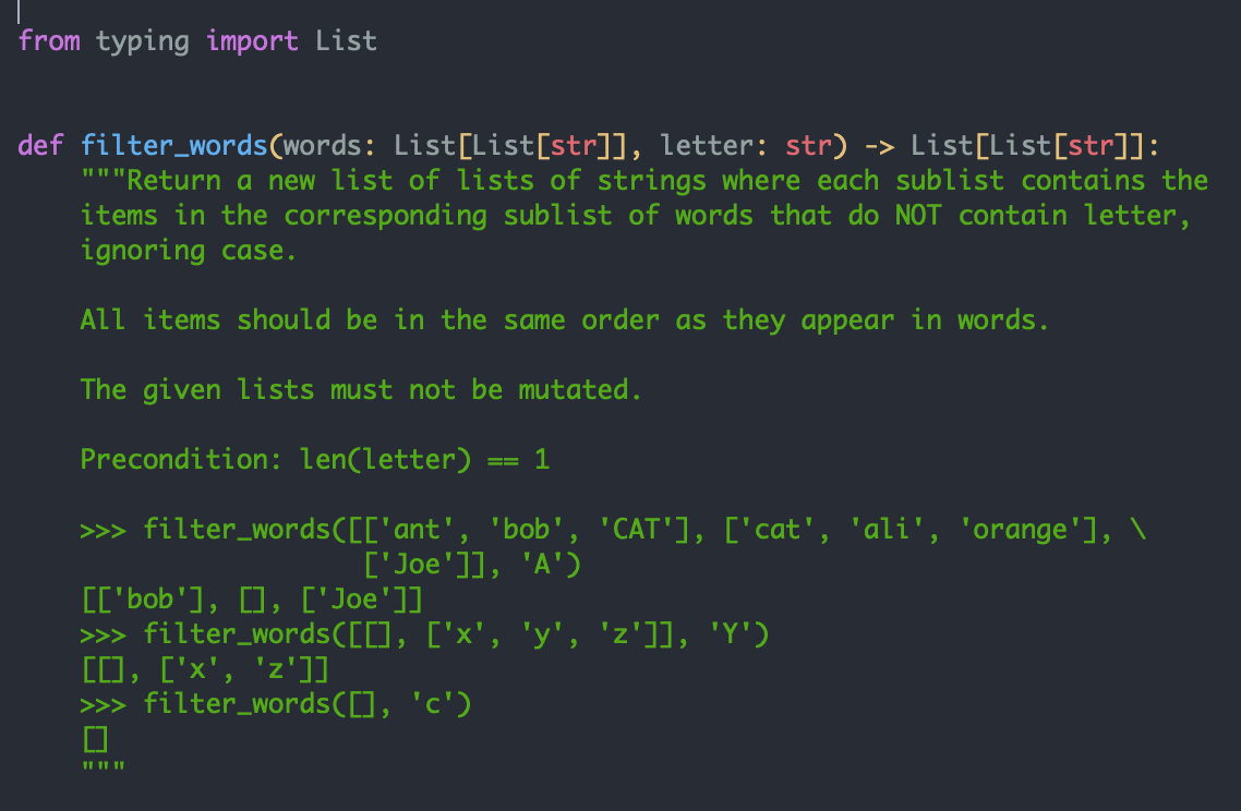 Solved from typing import List def filter_words(words: | Chegg.com