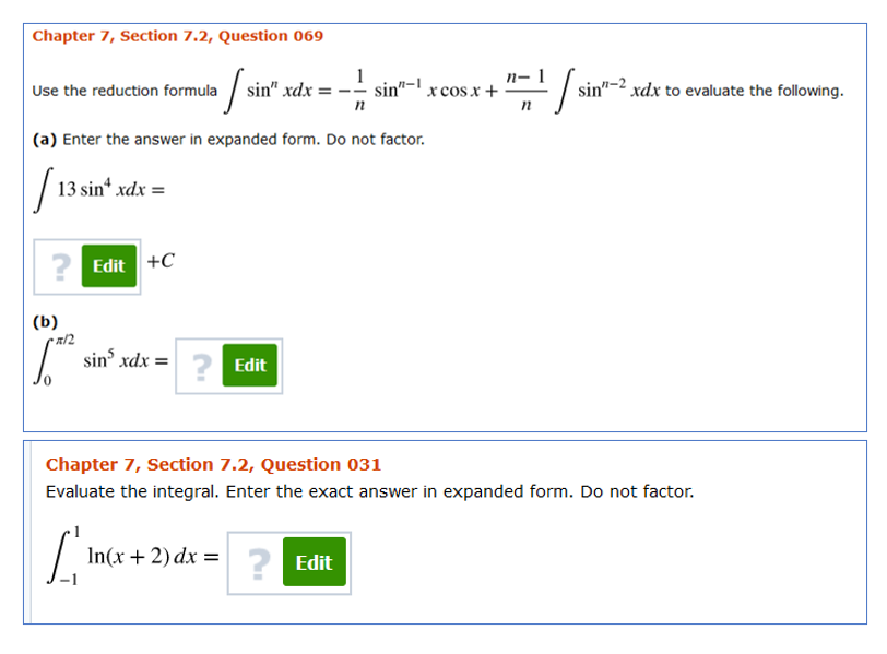 Solved Chapter 7, Section 7.2, Question 069 Use the | Chegg.com