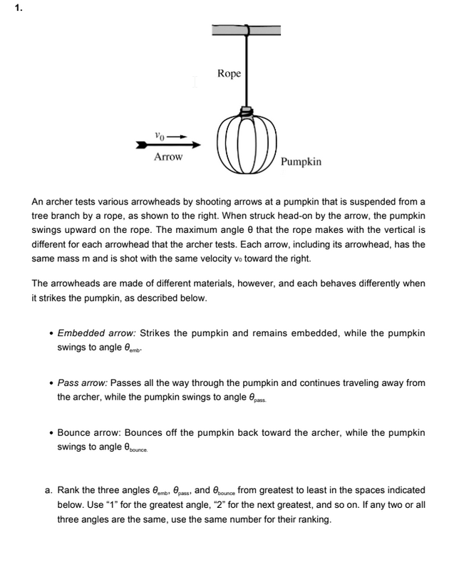 Solved Rope VO Arrow Pumpkin An archer tests various | Chegg.com
