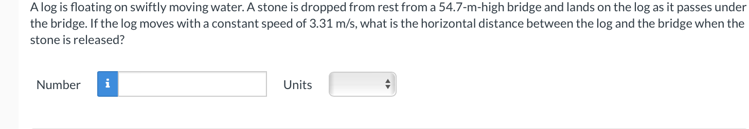 Solved A log is floating on swiftly moving water. A stone is | Chegg.com
