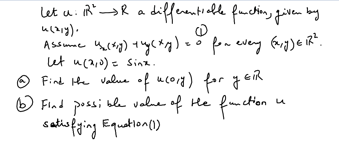 Solved Let u:R2→R a differentioble function, given by | Chegg.com