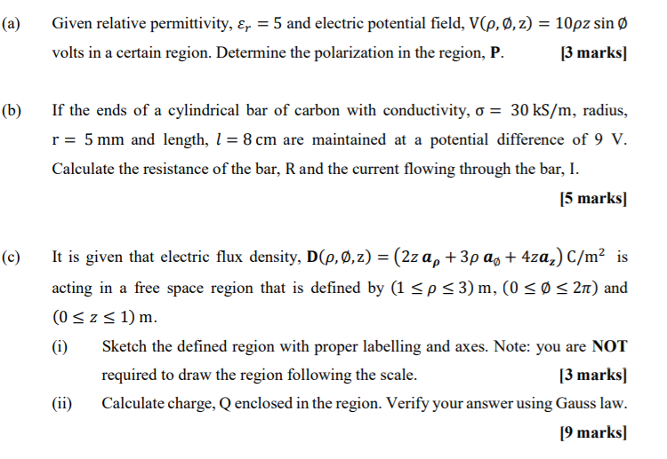 Solved (a) = Given relative permittivity, er = 5 and | Chegg.com