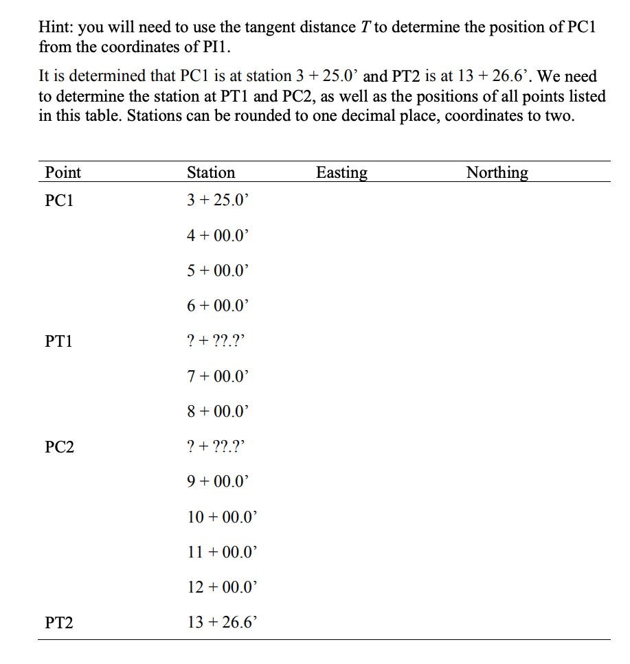 Solved Circular Curves Along an Alignment Examine the below | Chegg.com