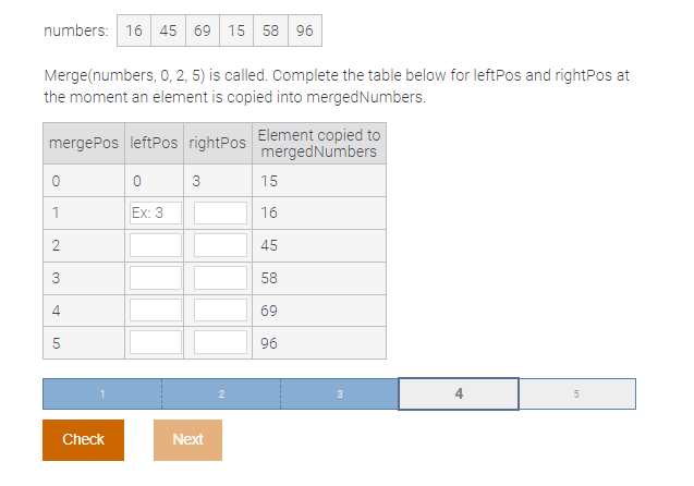 Solved Merge(numbers, 0,2,5 ) is called. Complete the table | Chegg.com