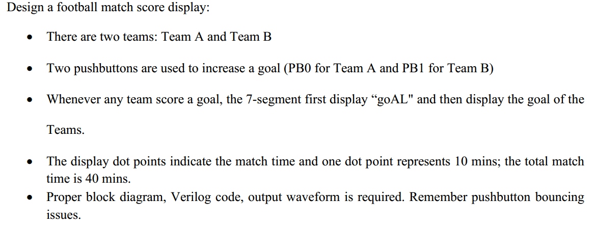 Design a football match score display: There are two | Chegg.com