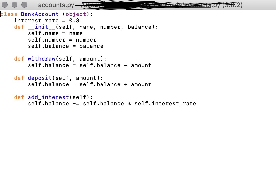 Solved ns.py 15.8.2) accounts.py-fuse Class BankAccount | Chegg.com