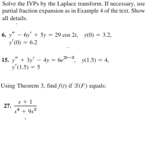 Solved Solve the IVPs by the Laplace transform. If | Chegg.com