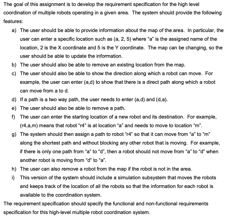 This question is asking to make a robot coordination | Chegg.com