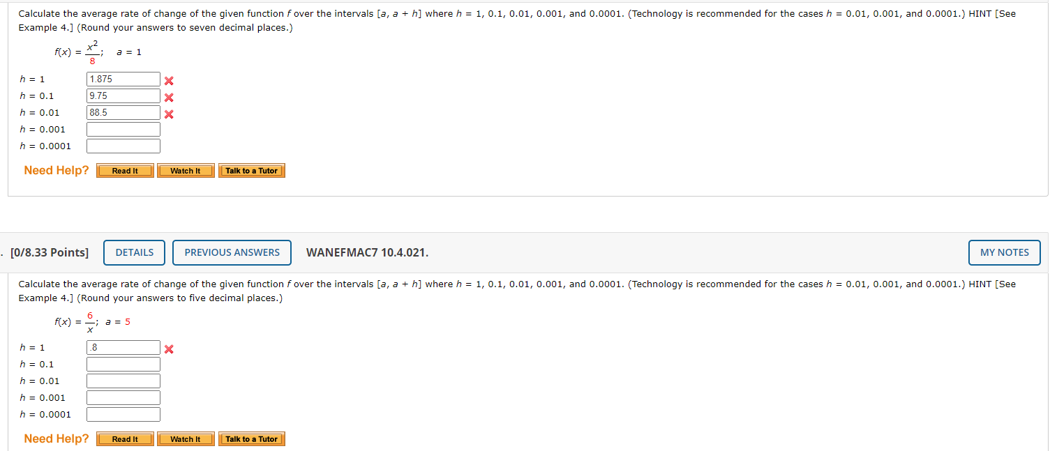 Solved Calculate the average rate of change of the given | Chegg.com