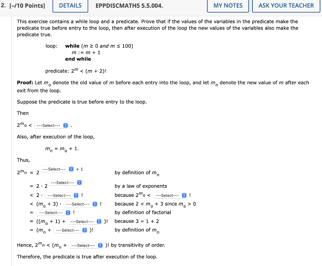 Solved 2. [-/10 Points] DETAILS EPPDISCMATH5 5.5.004. MY | Chegg.com