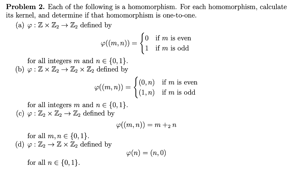 Solved {i Problem 2. Each of the following is a | Chegg.com