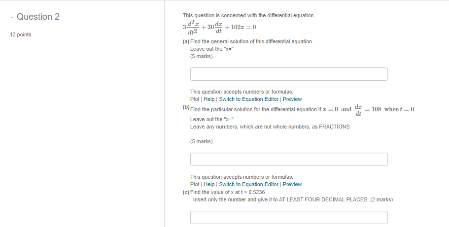 Solved Question 2 3d2. dt2 12 points This question is | Chegg.com