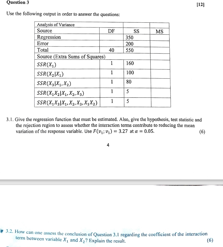 Solved Question 3[12]Use the following output in ﻿order to | Chegg.com