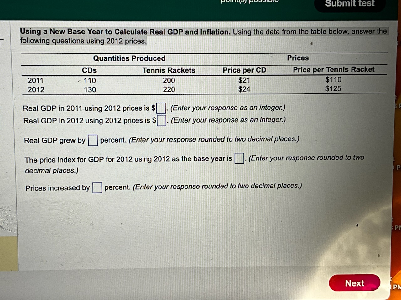 Solved Using a New Base Year to Calculate Real GDP and | Chegg.com
