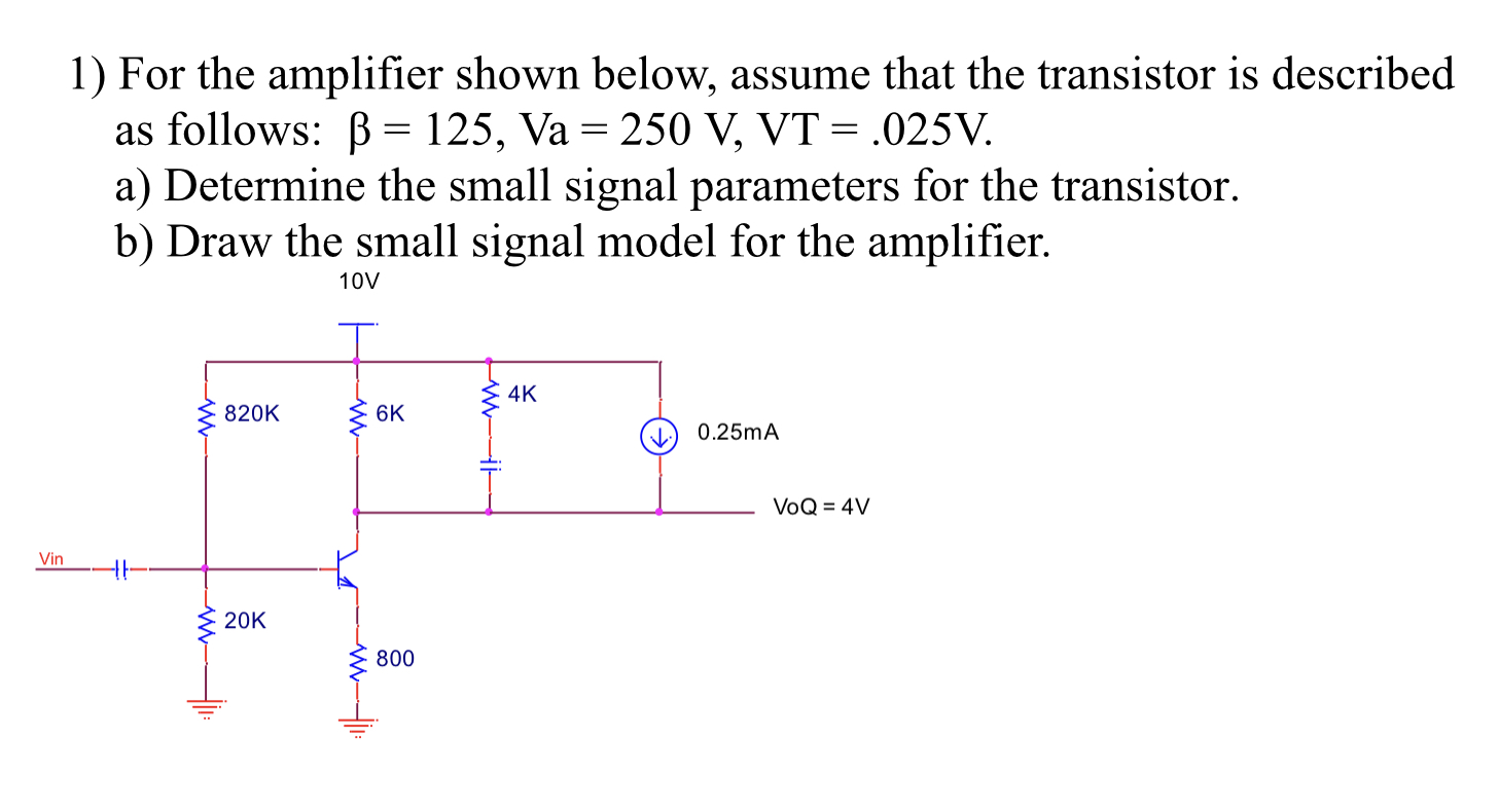 Solved For the amplifier shown below, assume that the | Chegg.com