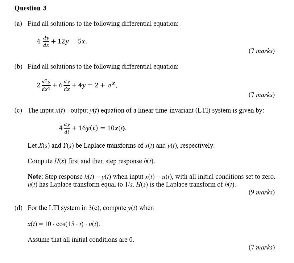 Solved Question 3 (a) Find all solutions to the following | Chegg.com