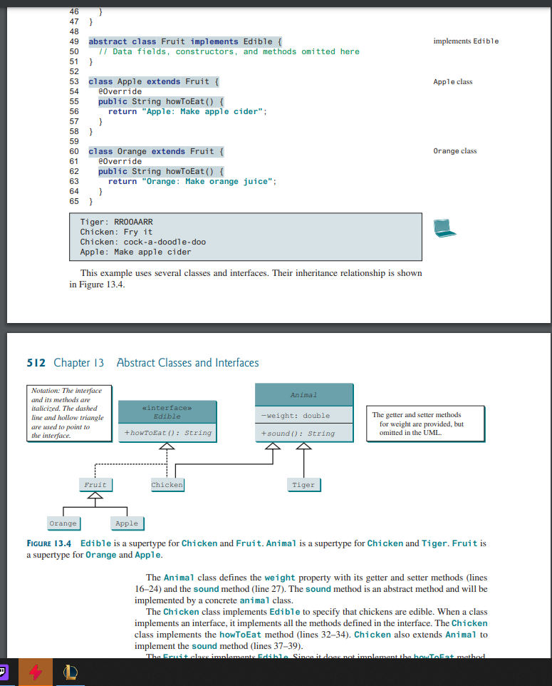 Solved 4 LISTING 13.7 TestEdible.java 1 public class | Chegg.com