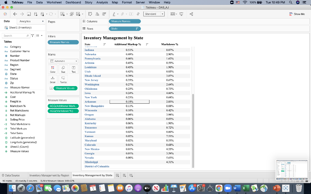 Solved Tableau File Data Worksheet 100% 2 Tue 10:49 PM | Chegg.com
