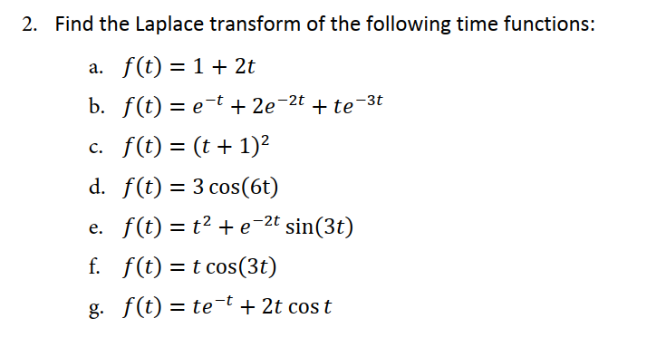 Solved Find the Laplace transform of the following time | Chegg.com