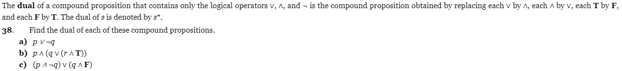 Solved The dual of a compound proposition that contains only | Chegg.com
