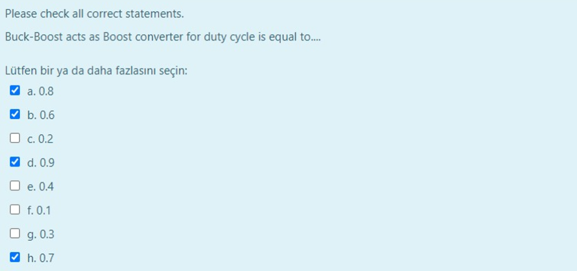 Solved Please check all correct statements. Buck-Boost acts | Chegg.com
