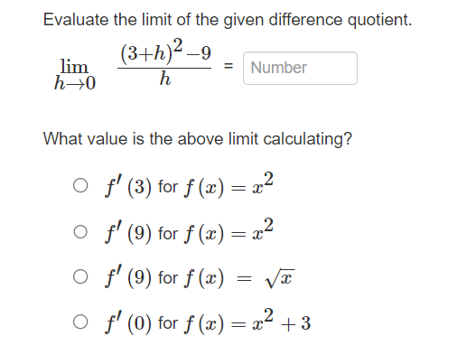 Solved Evaluate the limit of the given difference quotient. | Chegg.com