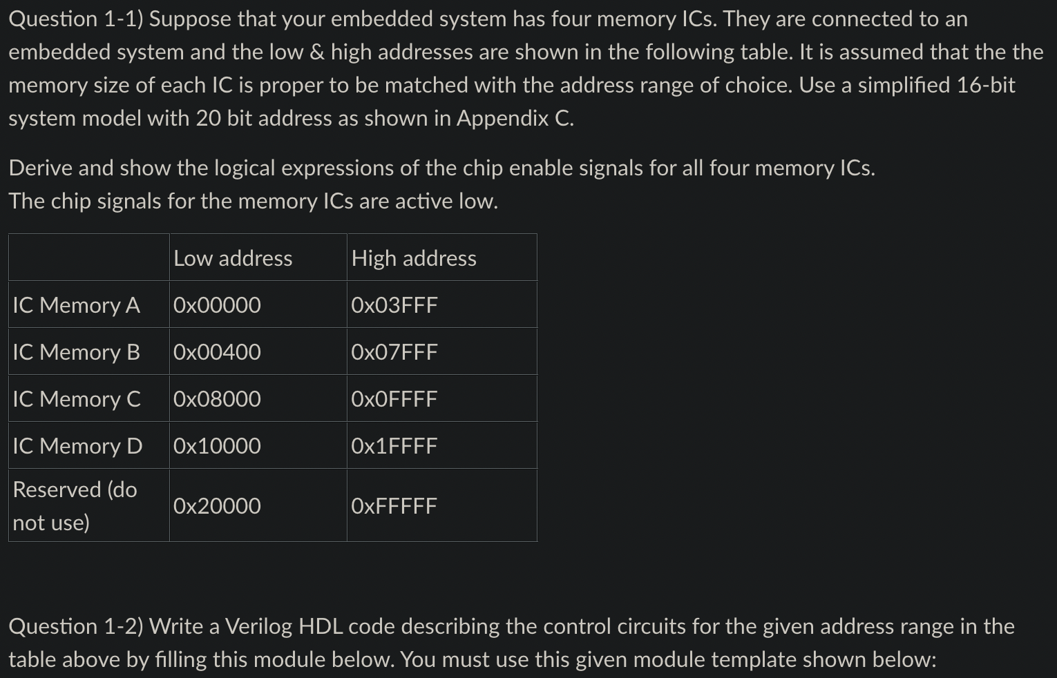 Question 1-1) Suppose that your embedded system has | Chegg.com