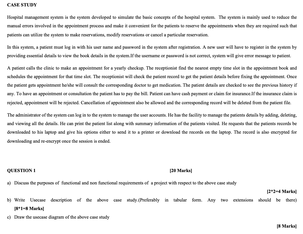 Solved CASE STUDY Hospital management system is the system | Chegg.com