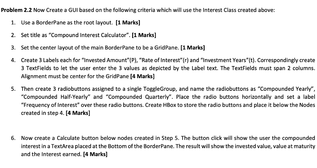 Solved Problem 2.1 Create an Interest Class with the | Chegg.com