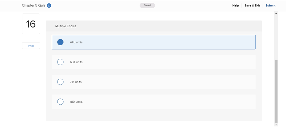 Solved Chapter 5 Quiz Seved Help Save & Exit Submit Use the | Chegg.com