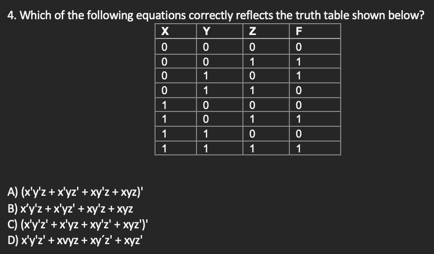 Solved 4. Which of the following equations correctly | Chegg.com