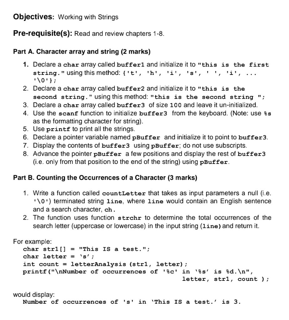 Solved Objectives Working With Strings Pre Requisite S
