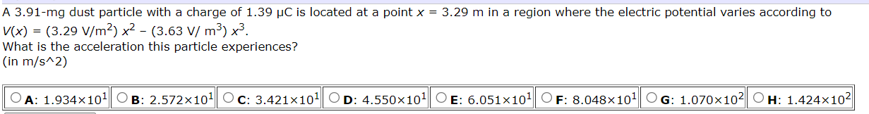 Solved A 3.91−mg dust particle with a charge of 1.39μC is | Chegg.com