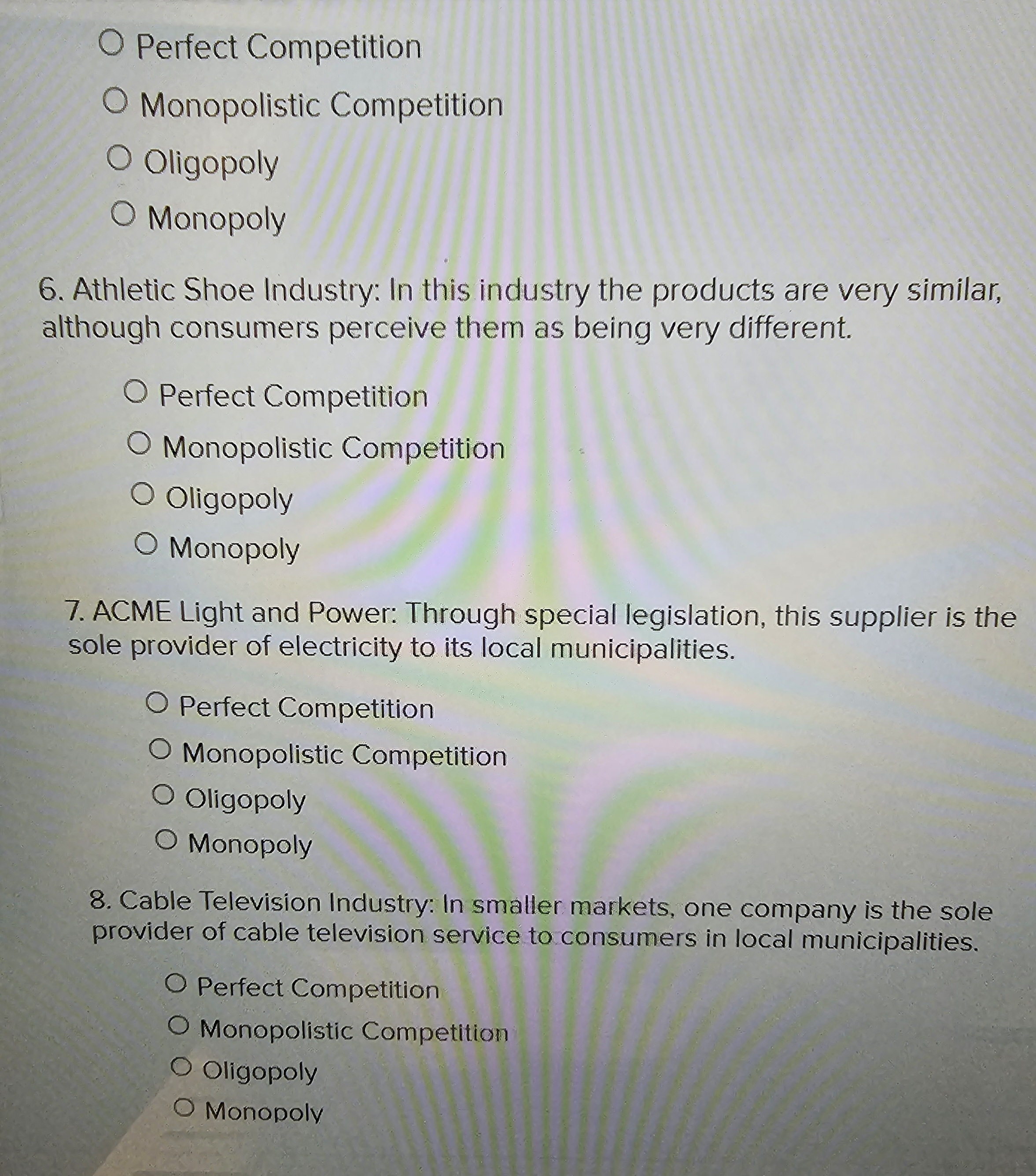 Solved Perfect Competition Monopolistic Competition | Chegg.com