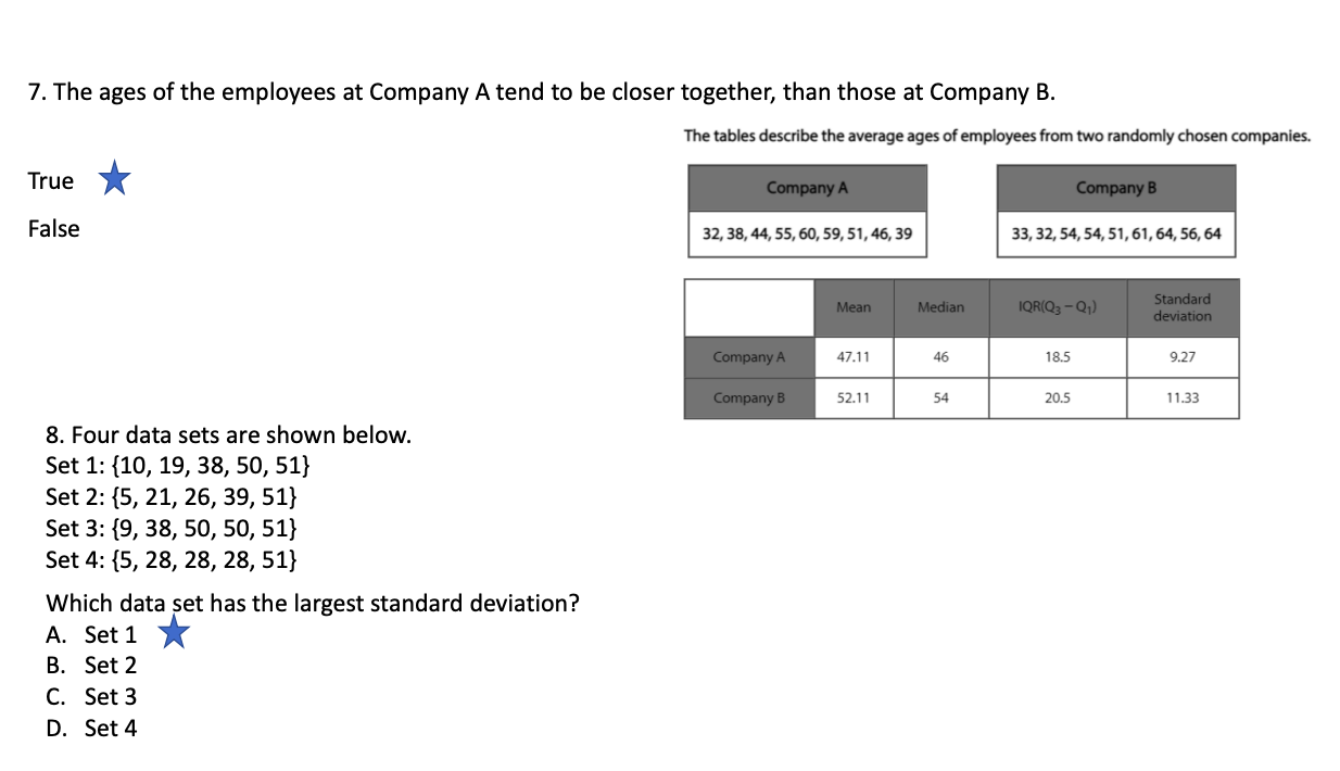 Solved I. The box plots below compare the test scores of two | Chegg.com