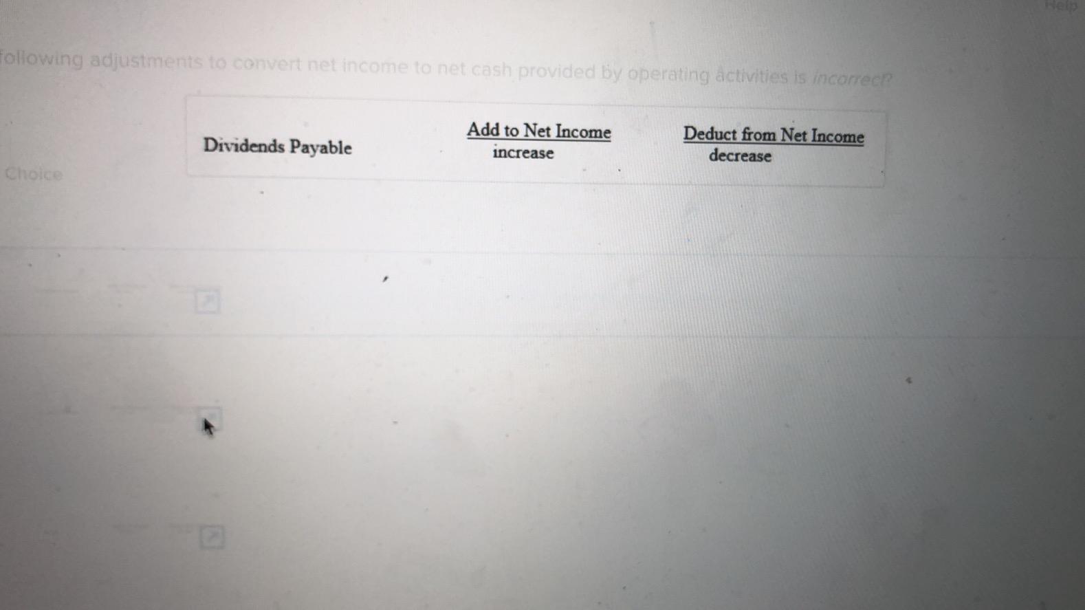 Solved Which of the following adjustments to convert net | Chegg.com