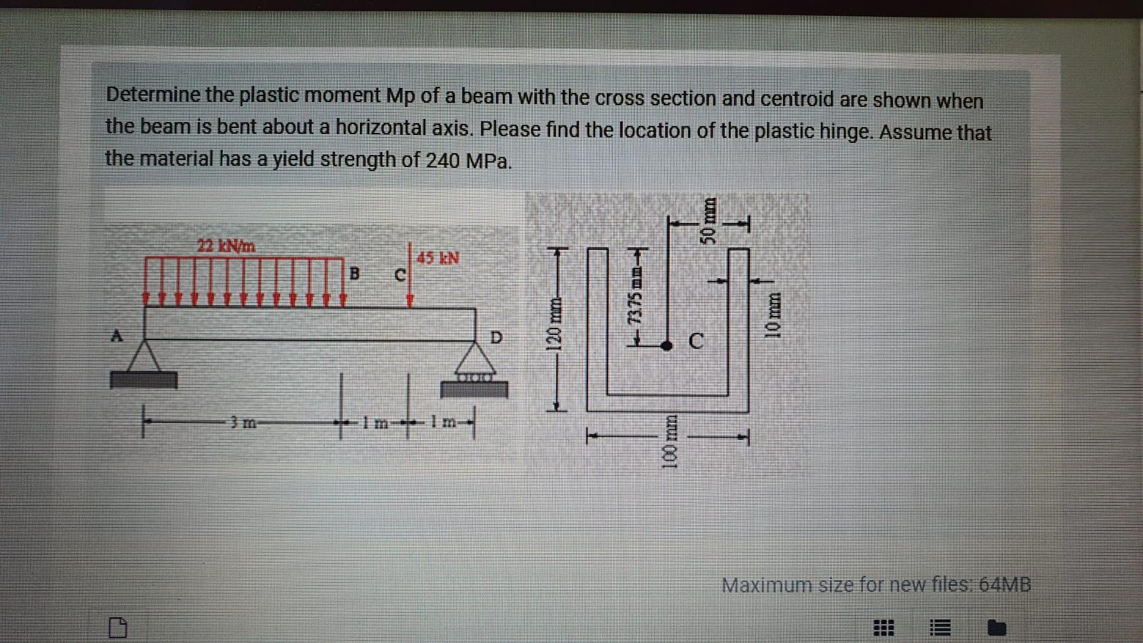 Solved Determine the plastic moment Mp of a beam with the | Chegg.com