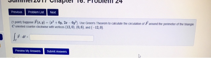 Solved Suppose F vector (x, y) = (x^2 + 6y, 2x - 6y^2). Use | Chegg.com