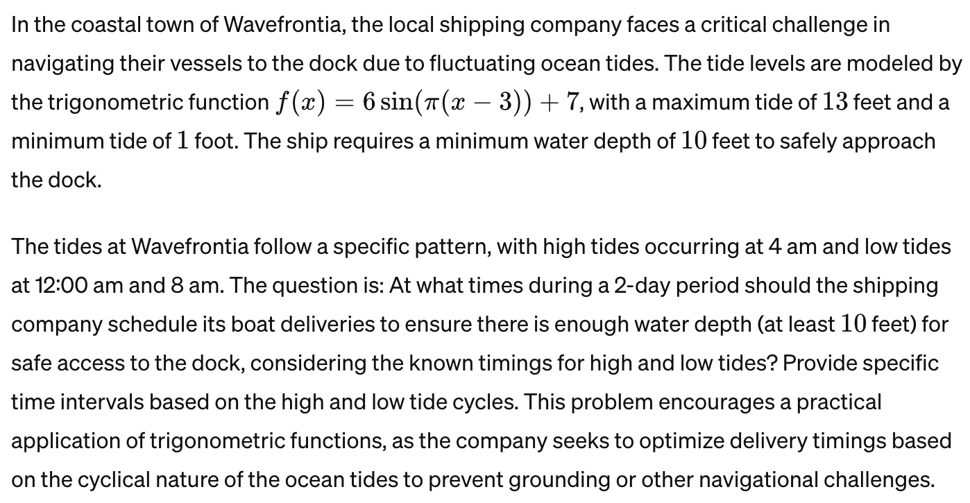 Solved a) Solve the following real world problem/sinusoidal | Chegg.com