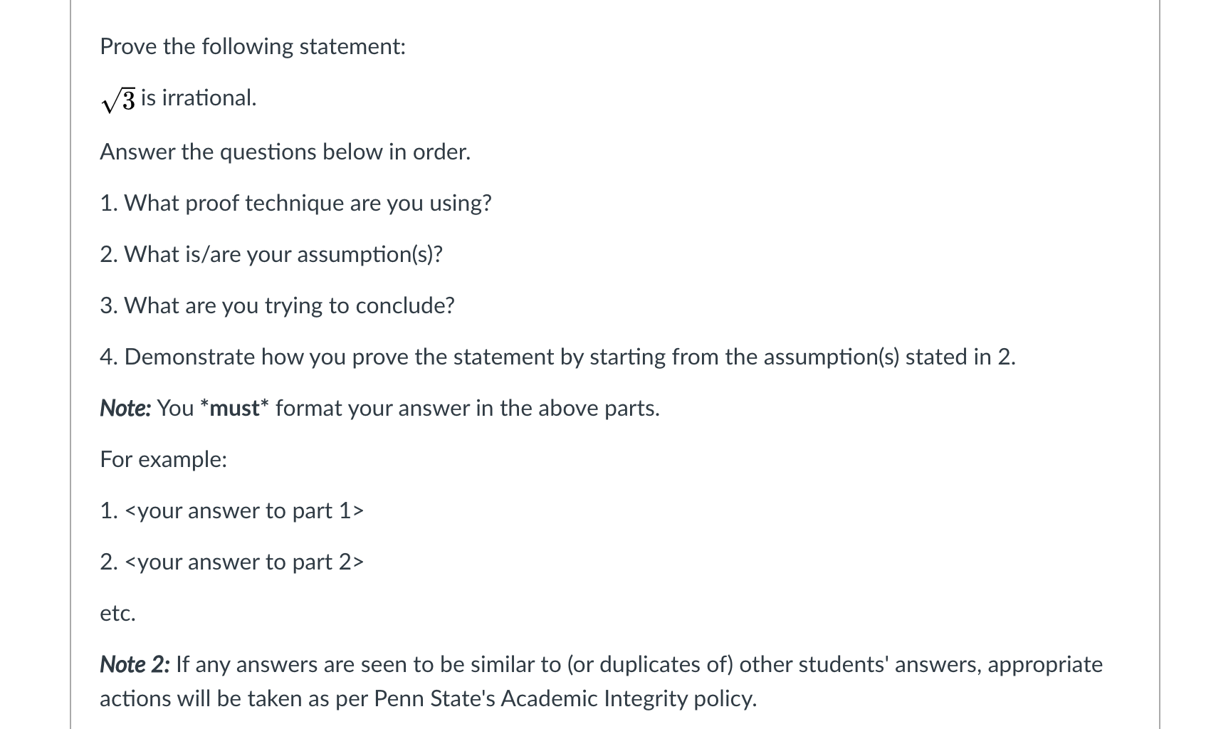 Solved Prove the following statement: V3 is irrational. | Chegg.com