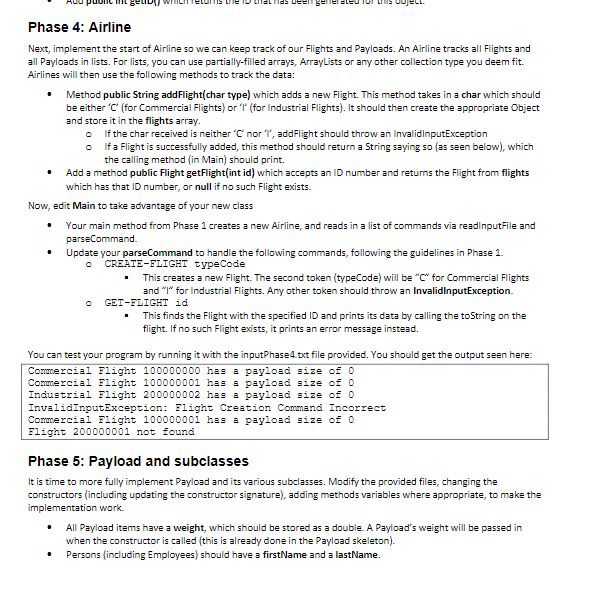 Phase 4: Airline Next, implement the start of Airline | Chegg.com