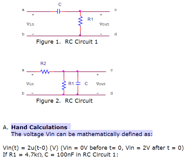 Solved R 1 Vout b - Figure 1. RC Circuit 1 R2 R1+ C Vout | Chegg.com