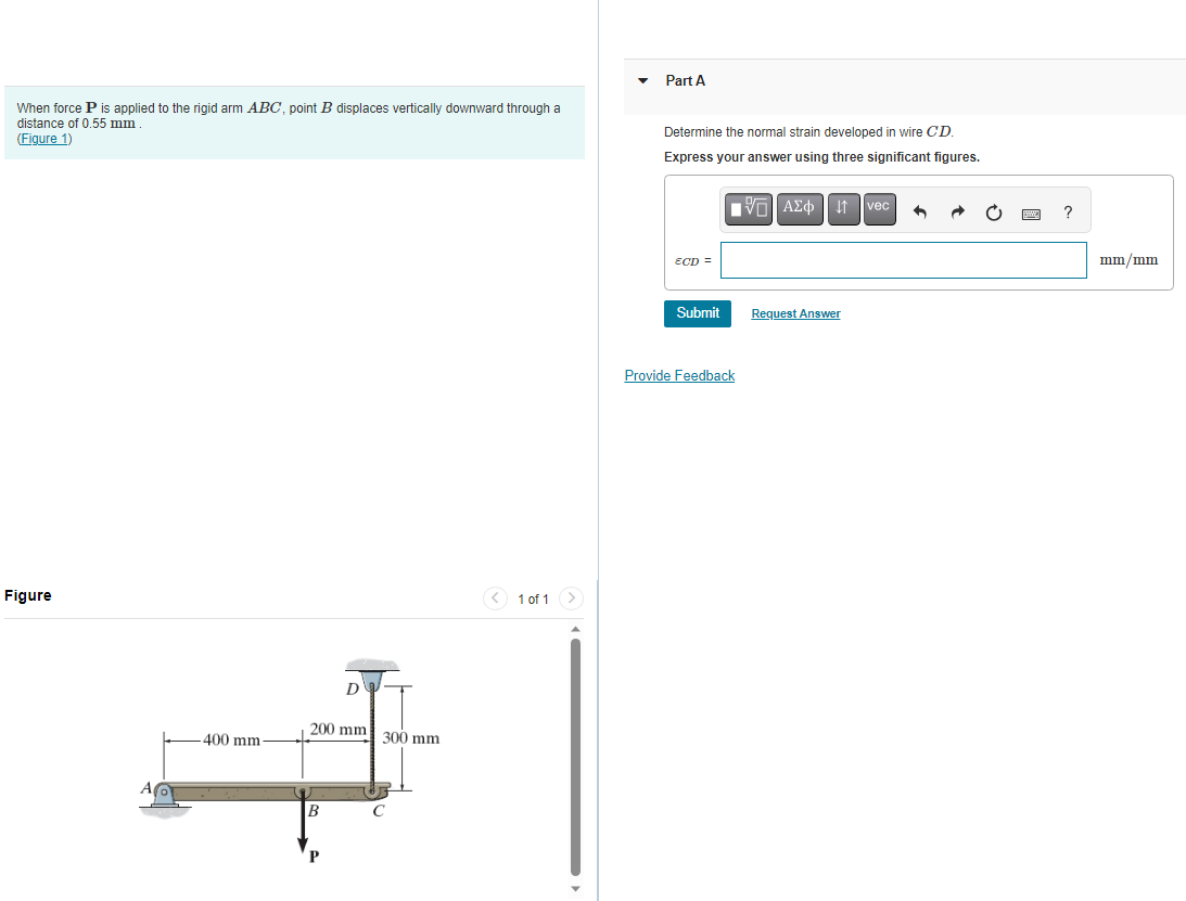 Solved When force P is applied to the rigid arm ABC, point B | Chegg.com