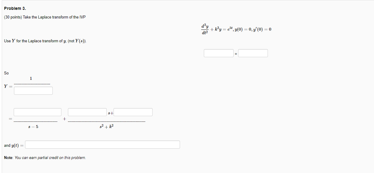 Solved Problem 3. (30 points) Take the Laplace transform of | Chegg.com