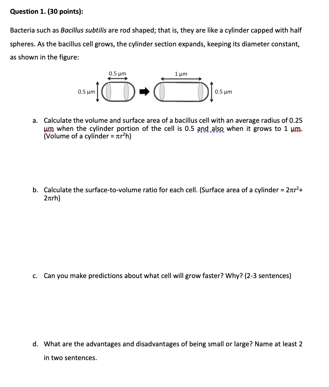 Solved Question 1. (30 ﻿points):Bacteria such as Bacillus | Chegg.com