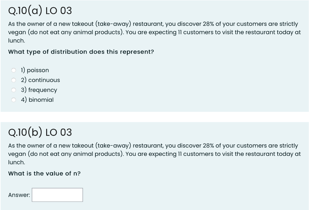 Solved As the owner of a new takeout (take-away) restaurant, | Chegg.com