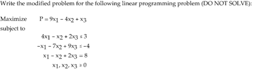 Solved Write the modified problem for the following linear | Chegg.com