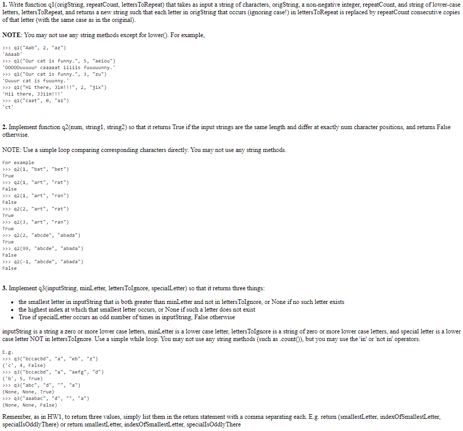 Solved 1. Write function 1 (origString, repeatCount, letters | Chegg.com