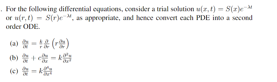 Solved For the following differential equations, consider a | Chegg.com