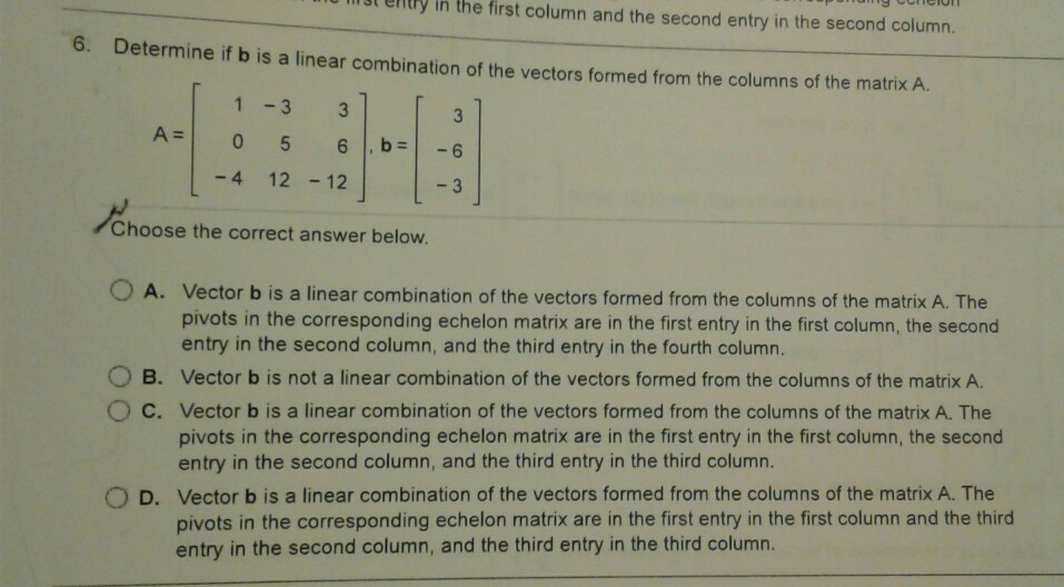 Solved dtenty in the first column and the second entry in | Chegg.com